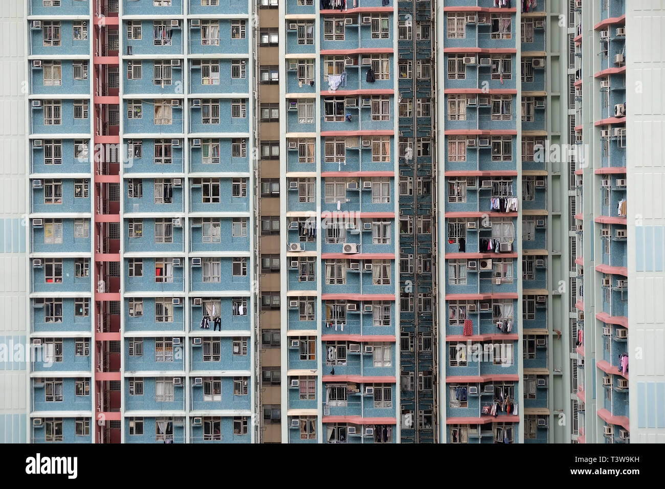 Big multi-floored residential building in Hong Kong. Social housing ...