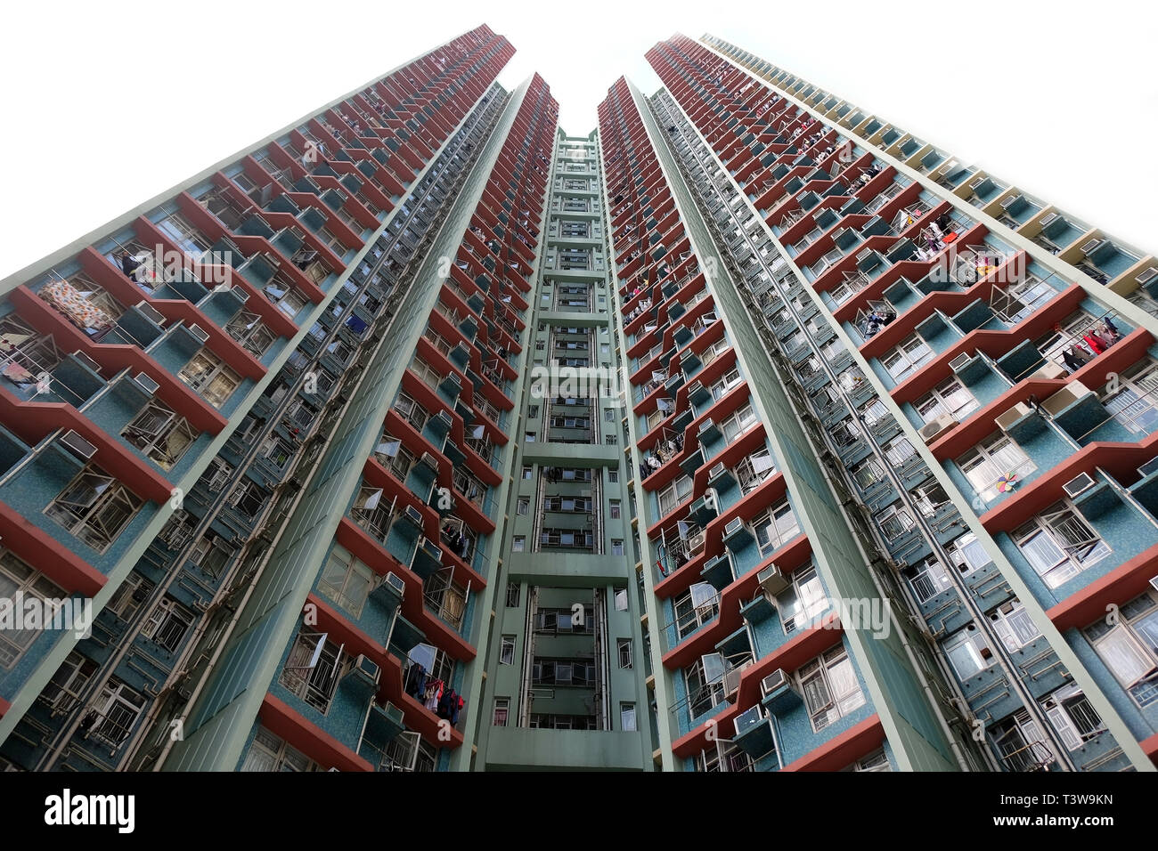 Big multi-floored residential building in Hong Kong. Social housing ...
