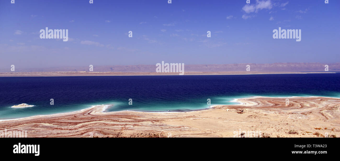 Beautiful Dead Sea views on the Jordanian side of the salty lake Stock ...