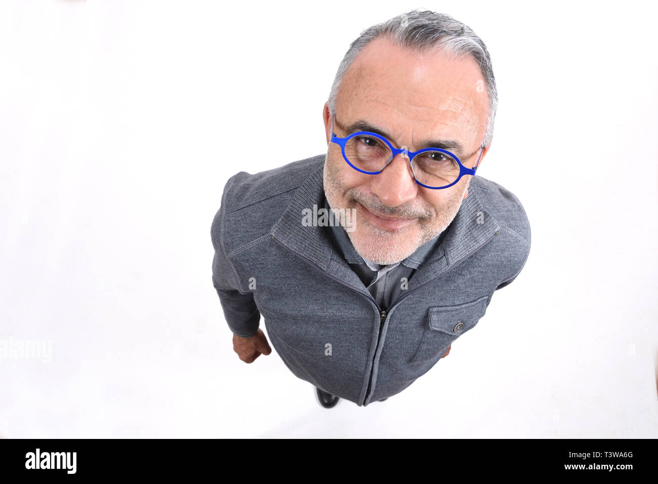 top view portrait of a man on white Stock Photo - Alamy
