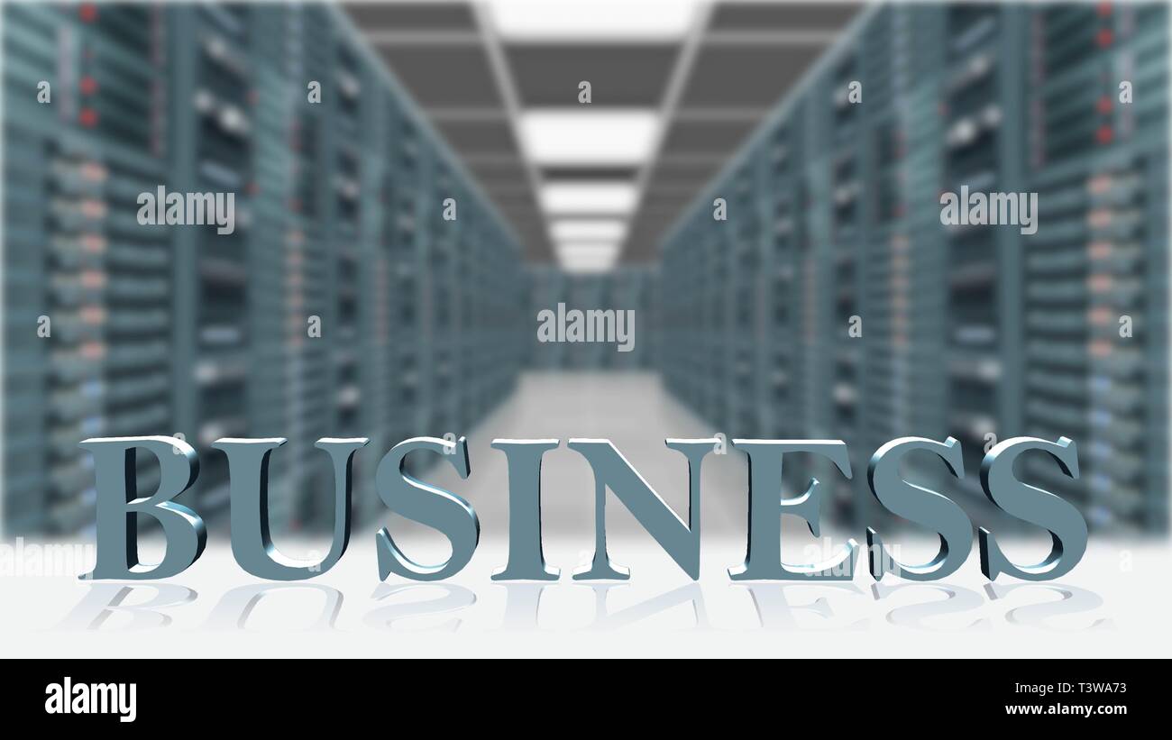 BUSINESS - 3D letters in front of server room background - 3D rendering ...