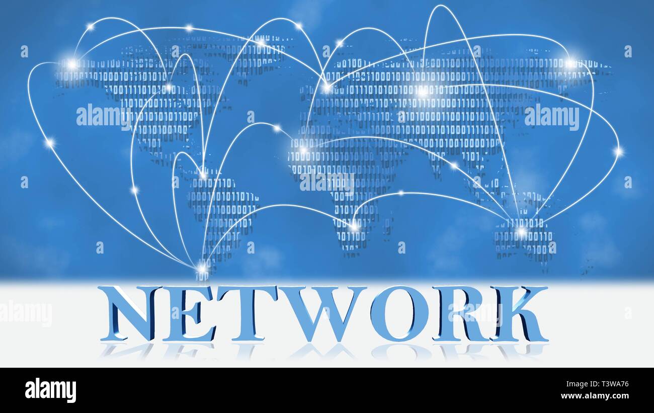 NETWORK - 3D letters in front of background image Business or Internet ...