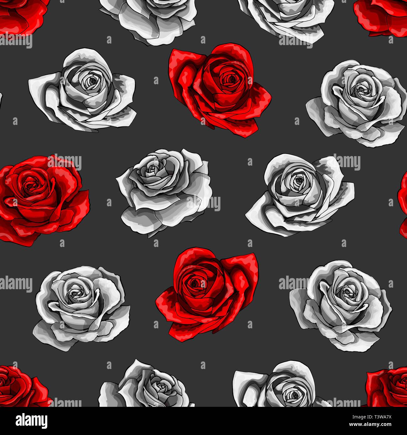 Red Rose Pattern Wallpaper