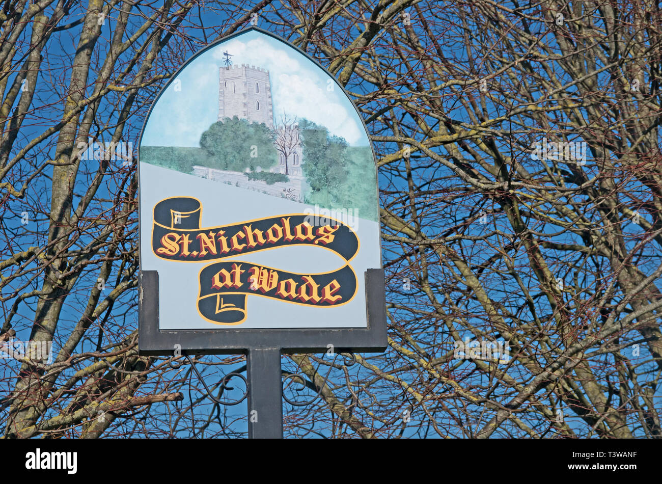 St Nicholas At Wade Village Sign Stock Photo - Alamy