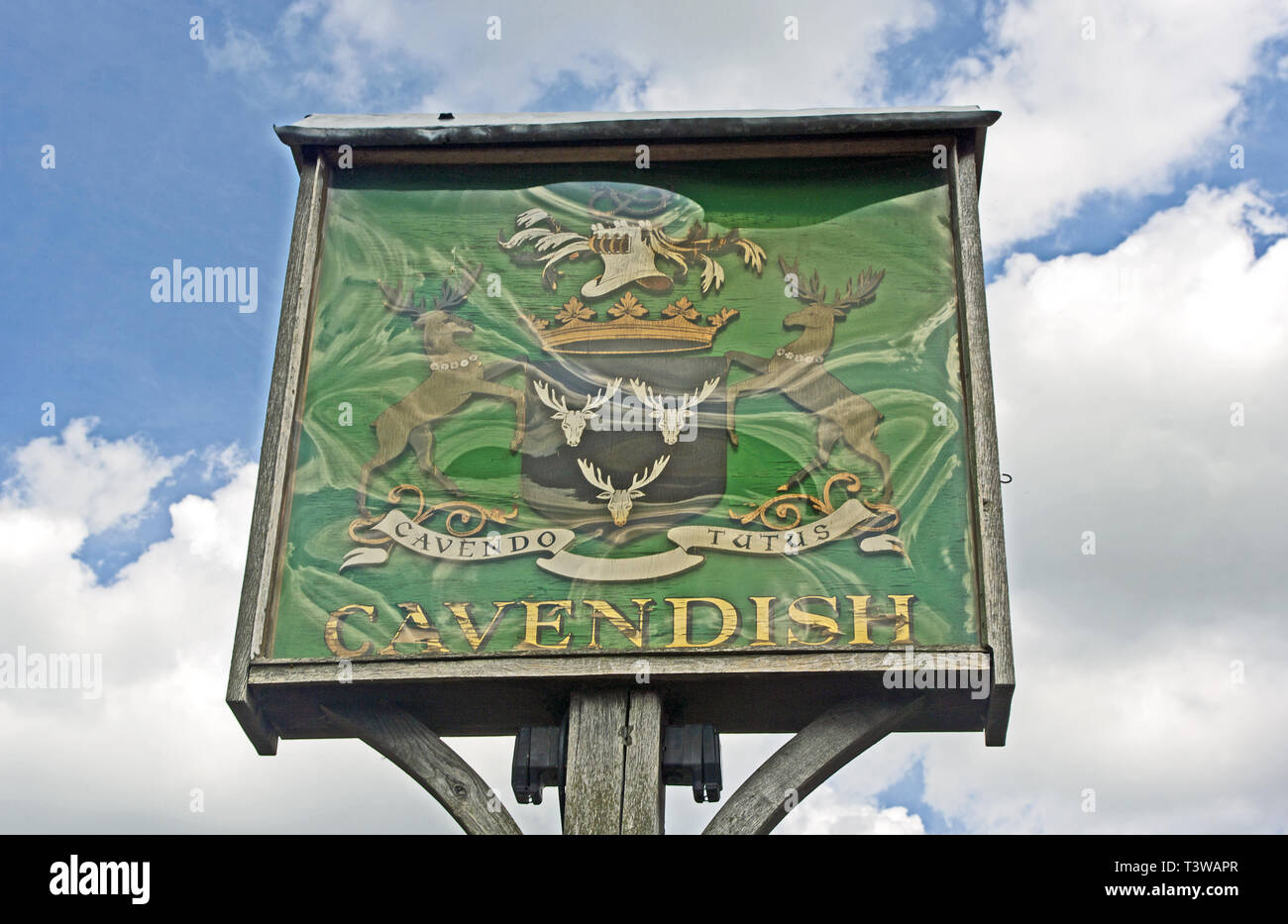 Cavendish Town Sign, Suffolk Stock Photo - Alamy