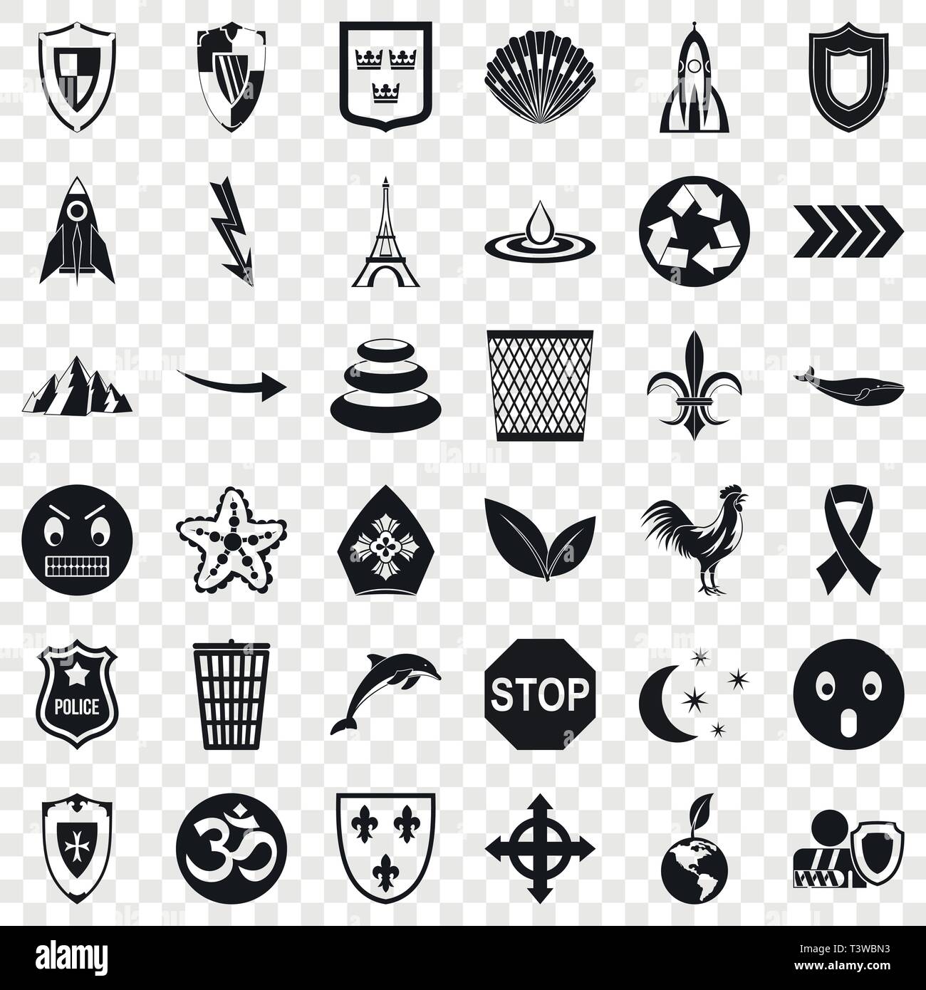 Emblem icons set, simple style Stock Vector Image & Art - Alamy