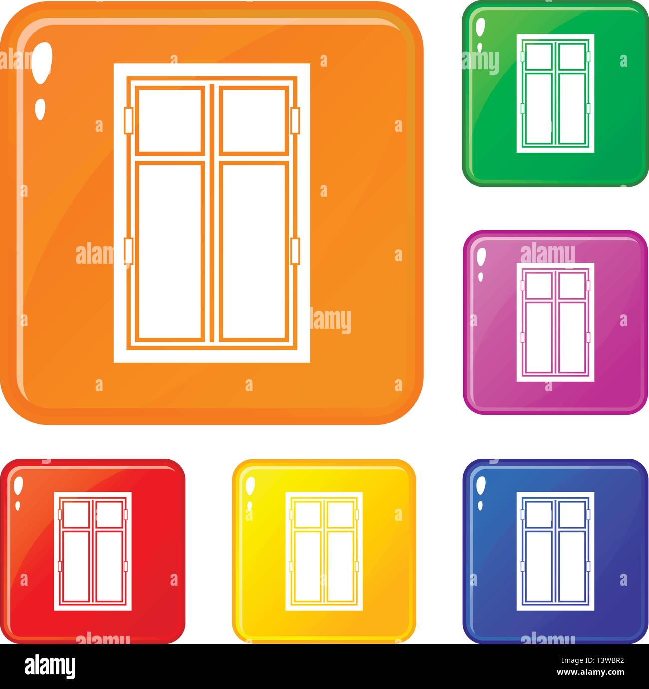 Wooden window icons set vector color Stock Vector Image & Art - Alamy
