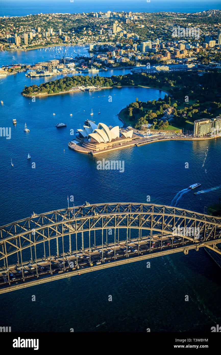 Aerial view of Sydney cityscape, Sydney, New South Wales, Australia ...