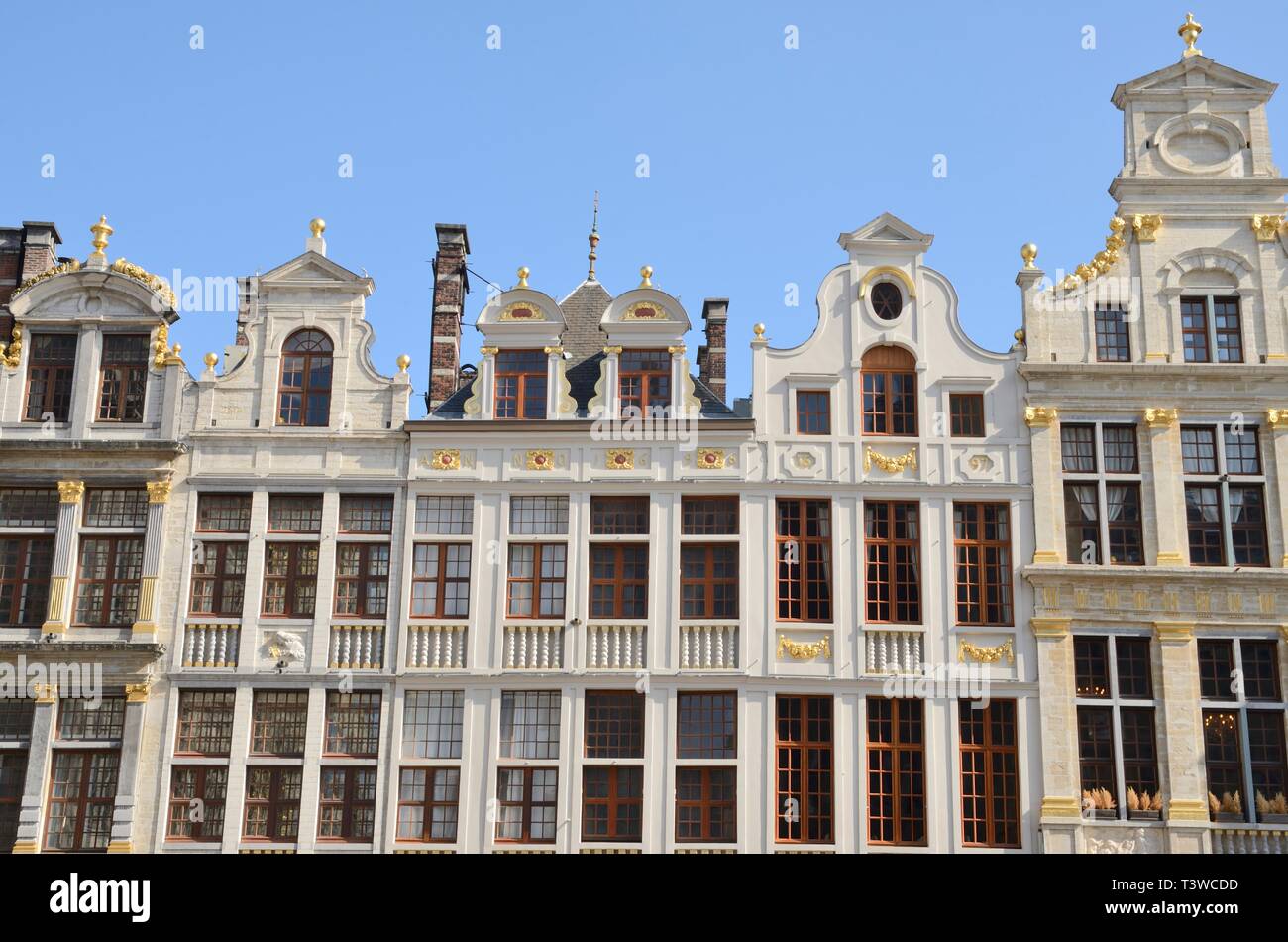 Historical buildings at the central square of Brussels, Belgium Stock ...