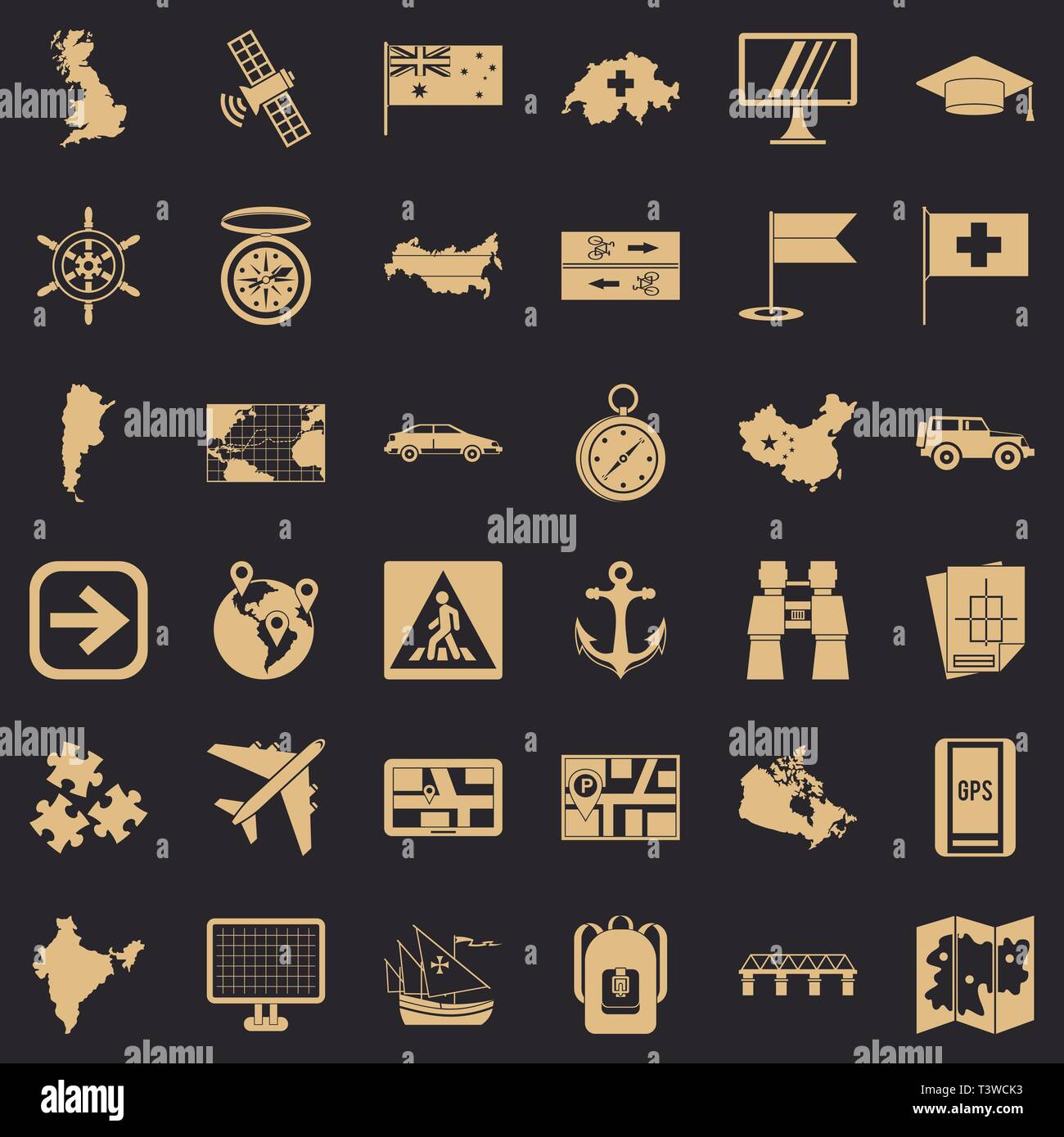 Navigation icons set, simple style Stock Vector Image & Art - Alamy