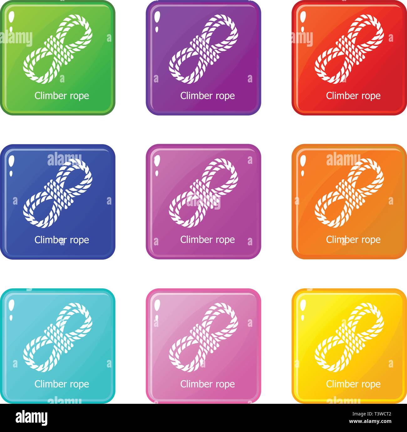 Climber rope icons set 9 color collection Stock Vector Image & Art - Alamy
