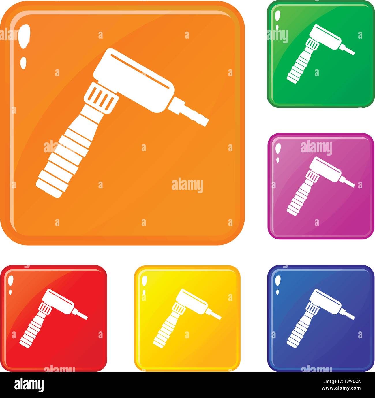 Hand draw rotary tattoo machine icons set vector color Stock Vector ...