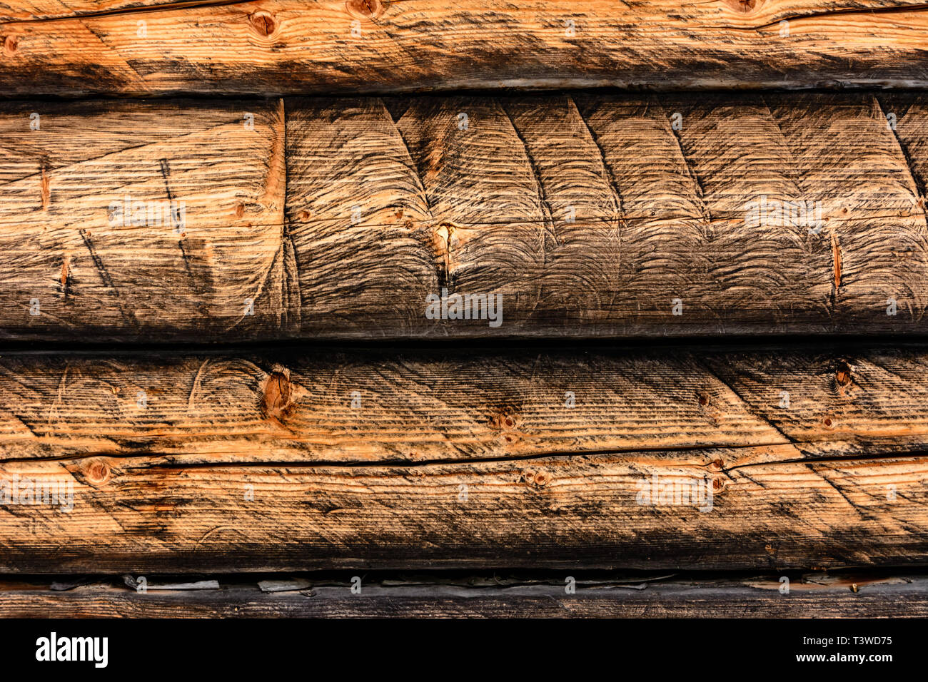 Wooden wall of beams of gray-brown color, texture Stock Photo - Alamy