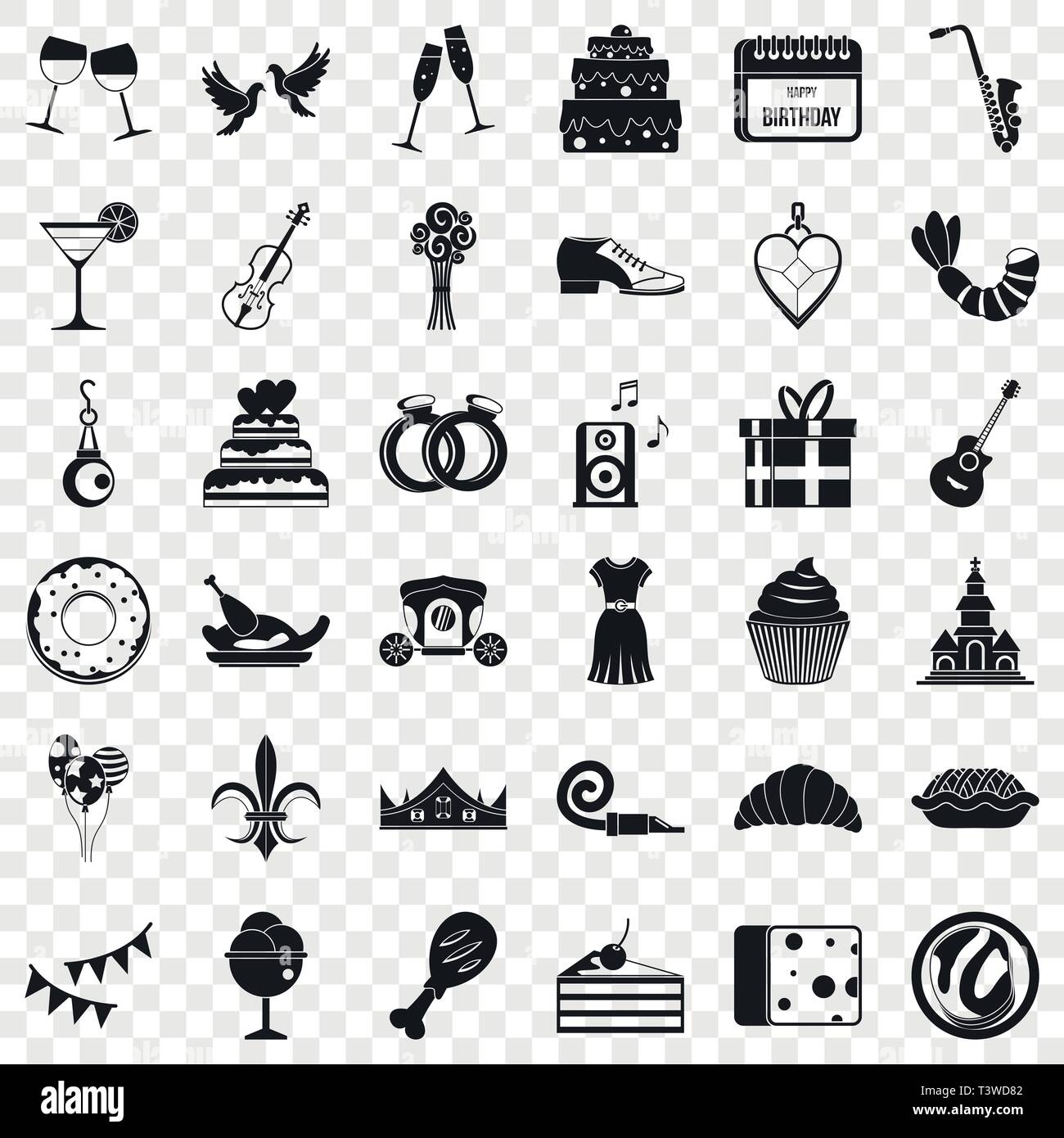 Birthday banquet icons set, simple style Stock Vector Image & Art - Alamy