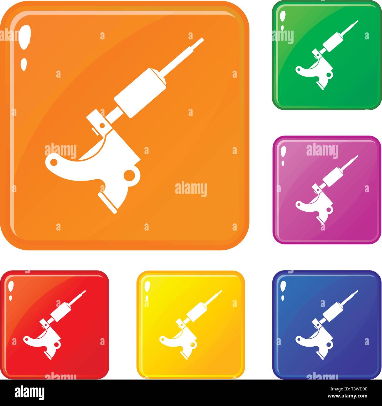 Coil tattoo machine icons set vector color Stock Vector Image & Art - Alamy