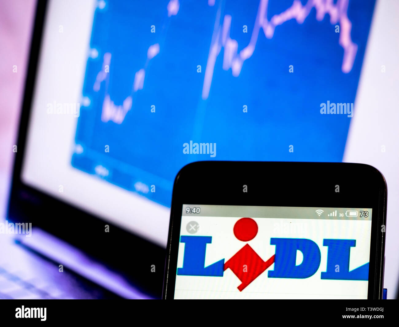 In this photo illustration a Lidl logo seen displayed on a smart phone ...