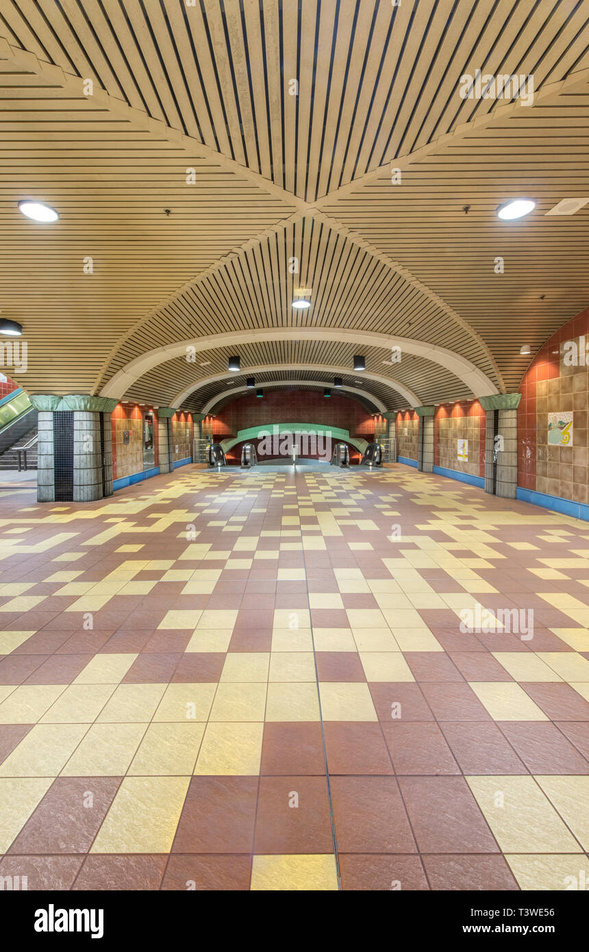 Ornate roof and floor tiles of subway station Stock Photo - Alamy