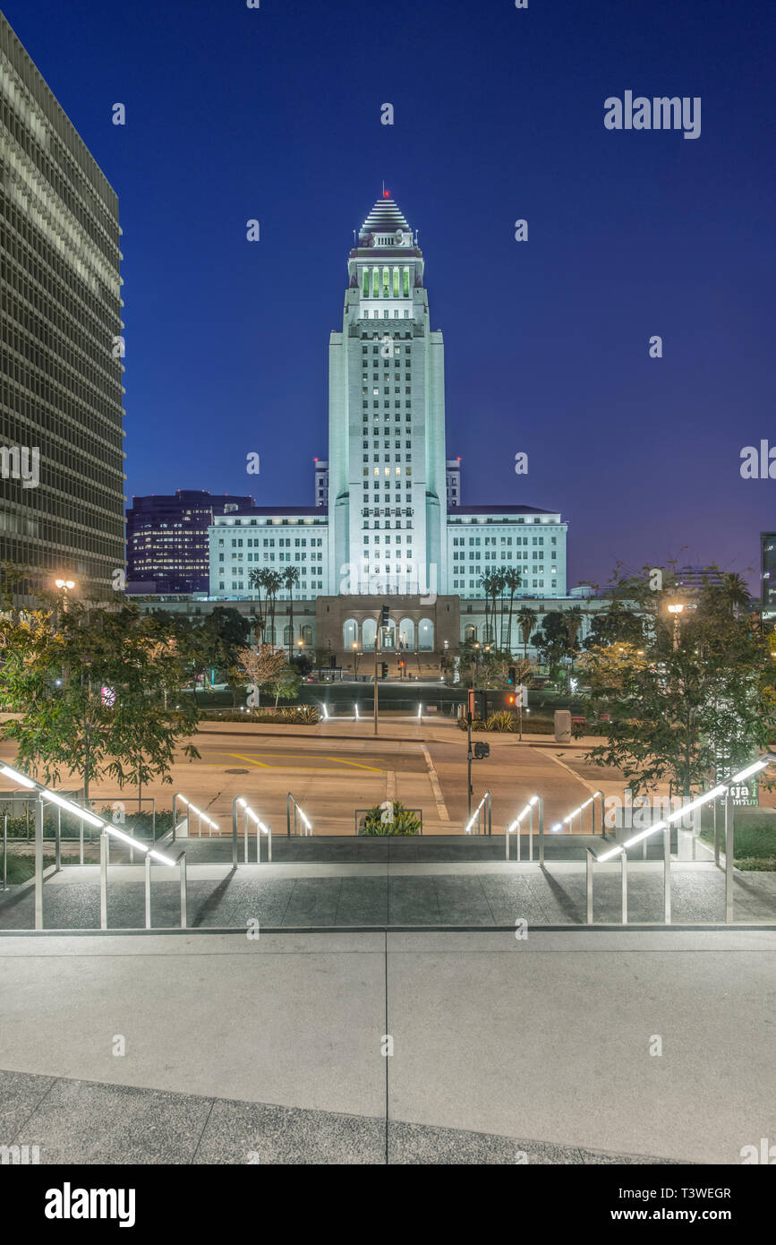 Los Angeles Public Library overlooking cityscape, California, United ...