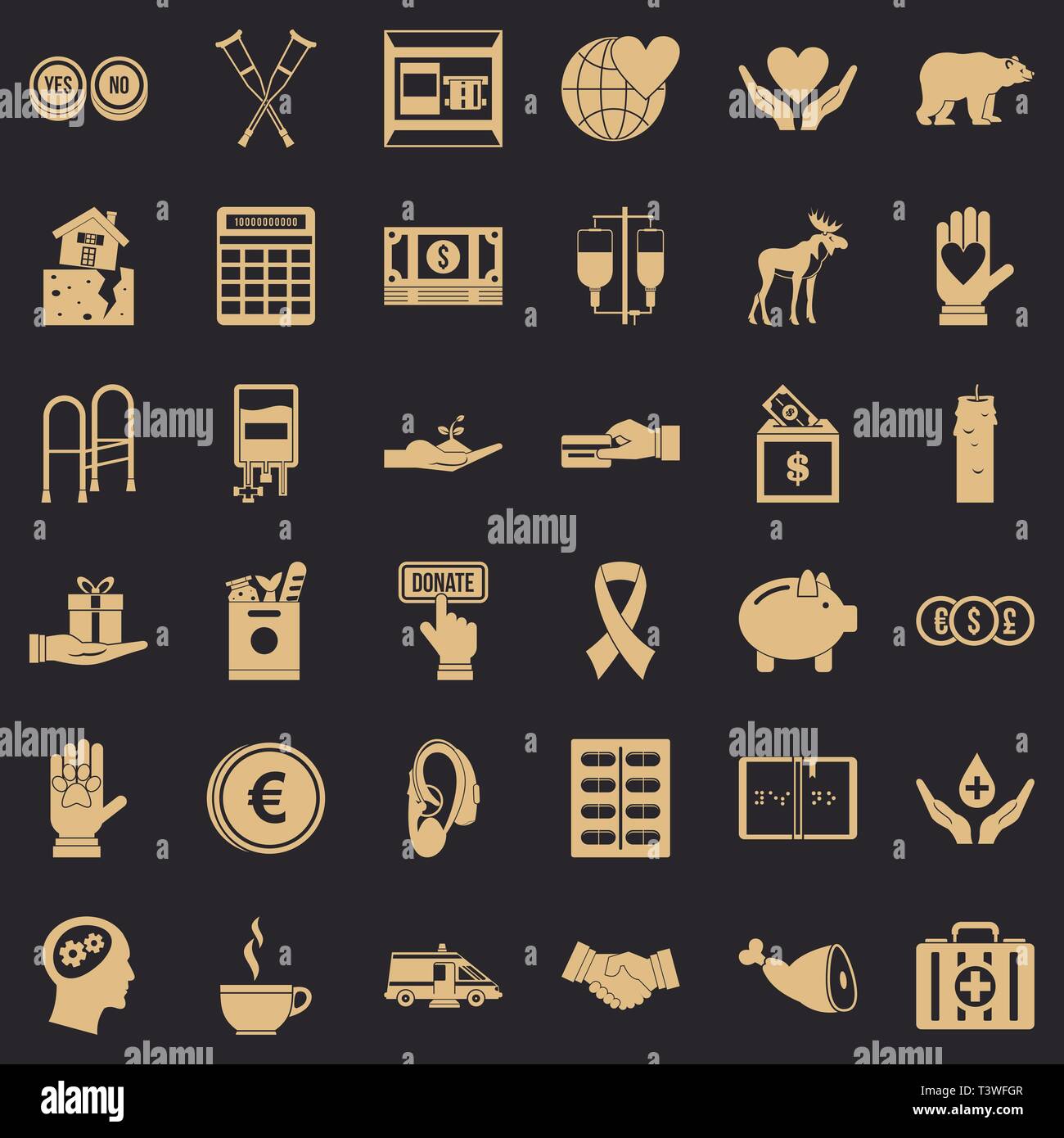 Help in donation icons set, simple style Stock Vector Image & Art - Alamy