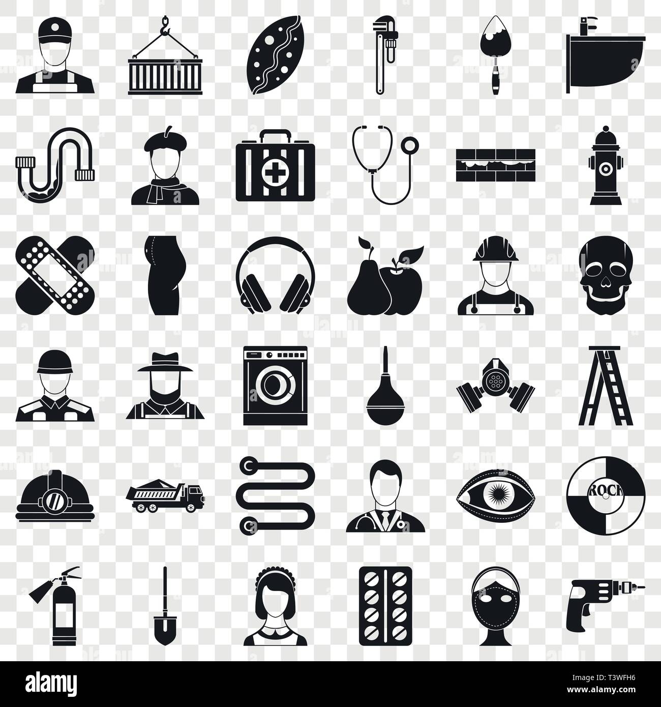 Different profession icons set, simple style Stock Vector Image & Art ...