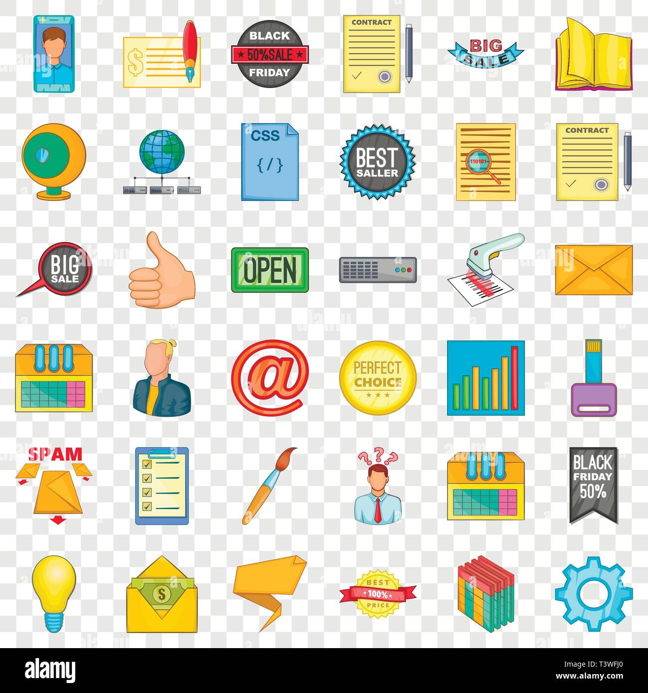 Digital business icons set, cartoon style Stock Vector Image & Art - Alamy