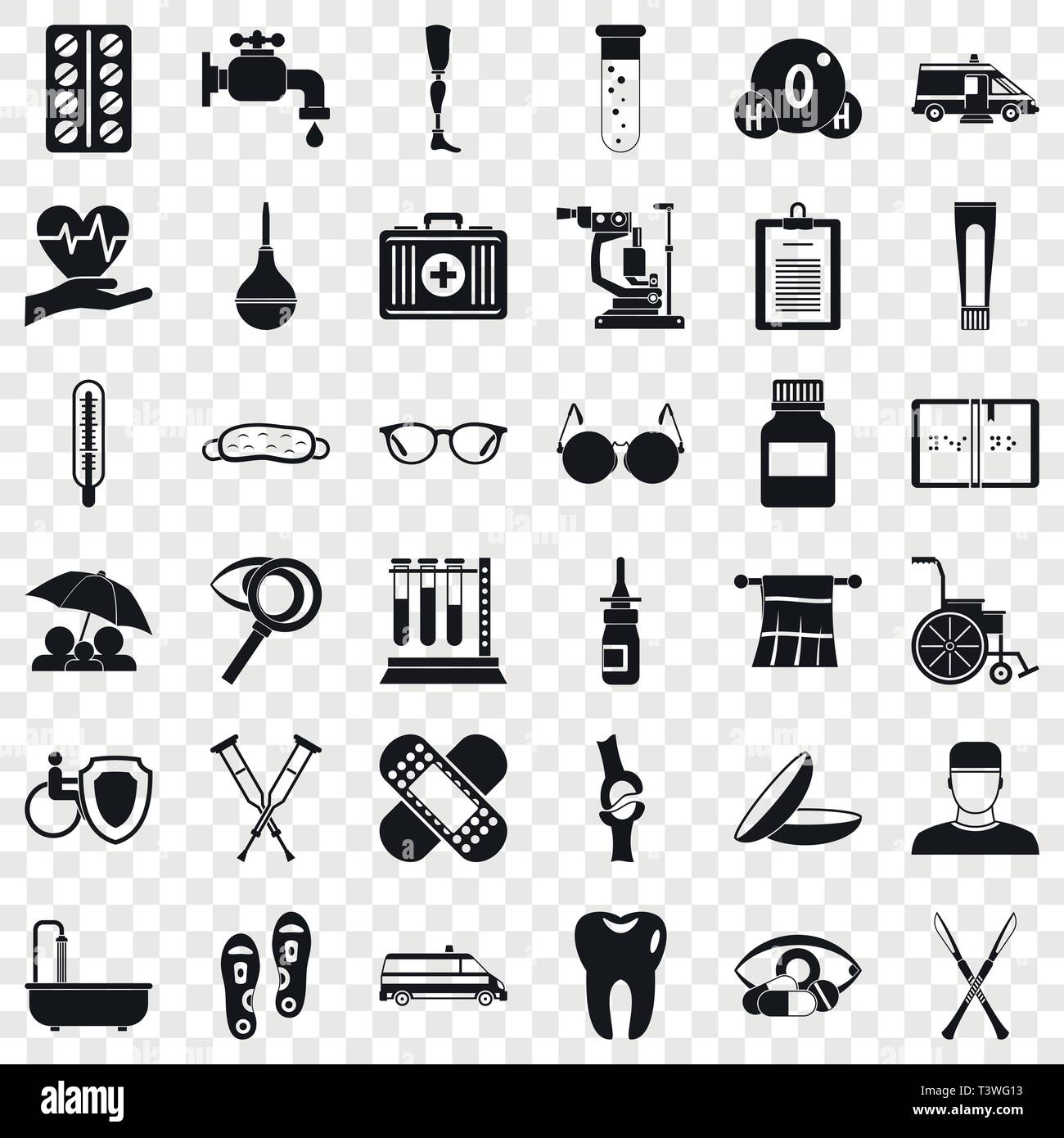 Disabled care icons set, simple style Stock Vector Image & Art - Alamy