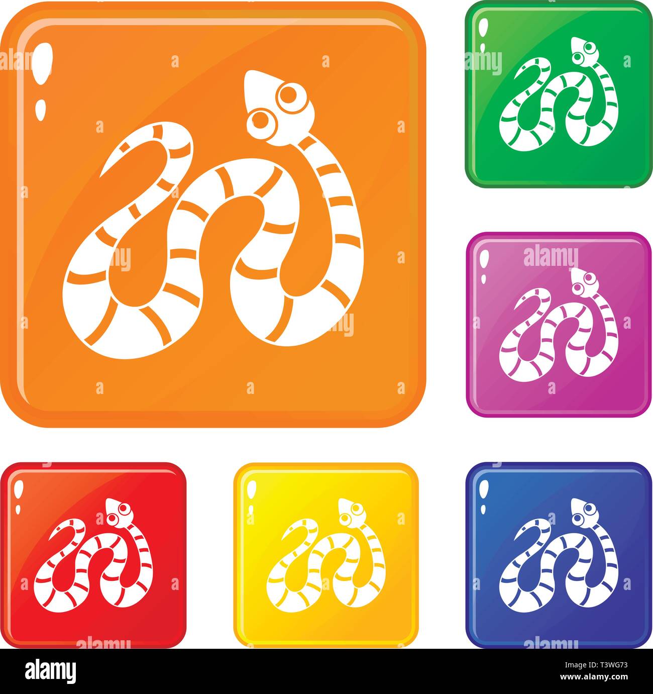 Black striped snake icons set vector color Stock Vector Image & Art - Alamy