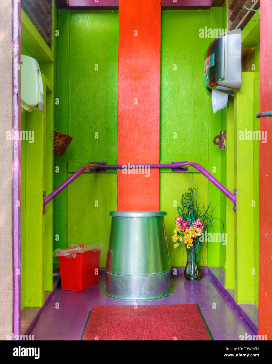 Camping toilet in multicolor bathroom Stock Photo - Alamy