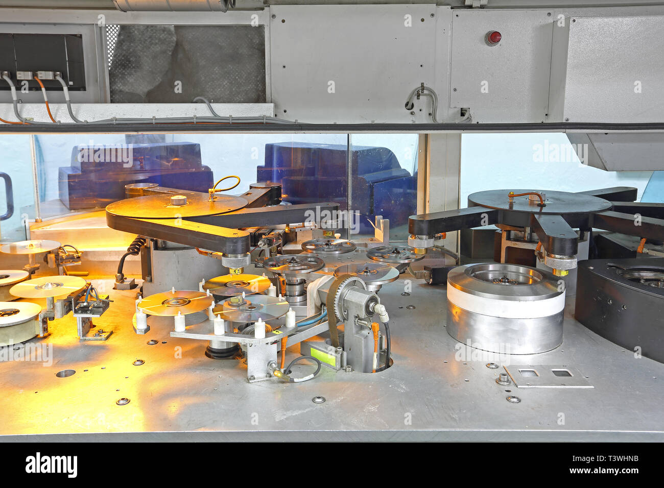 Interior of DVD and CD Manufacturing Machine Stock Photo - Alamy