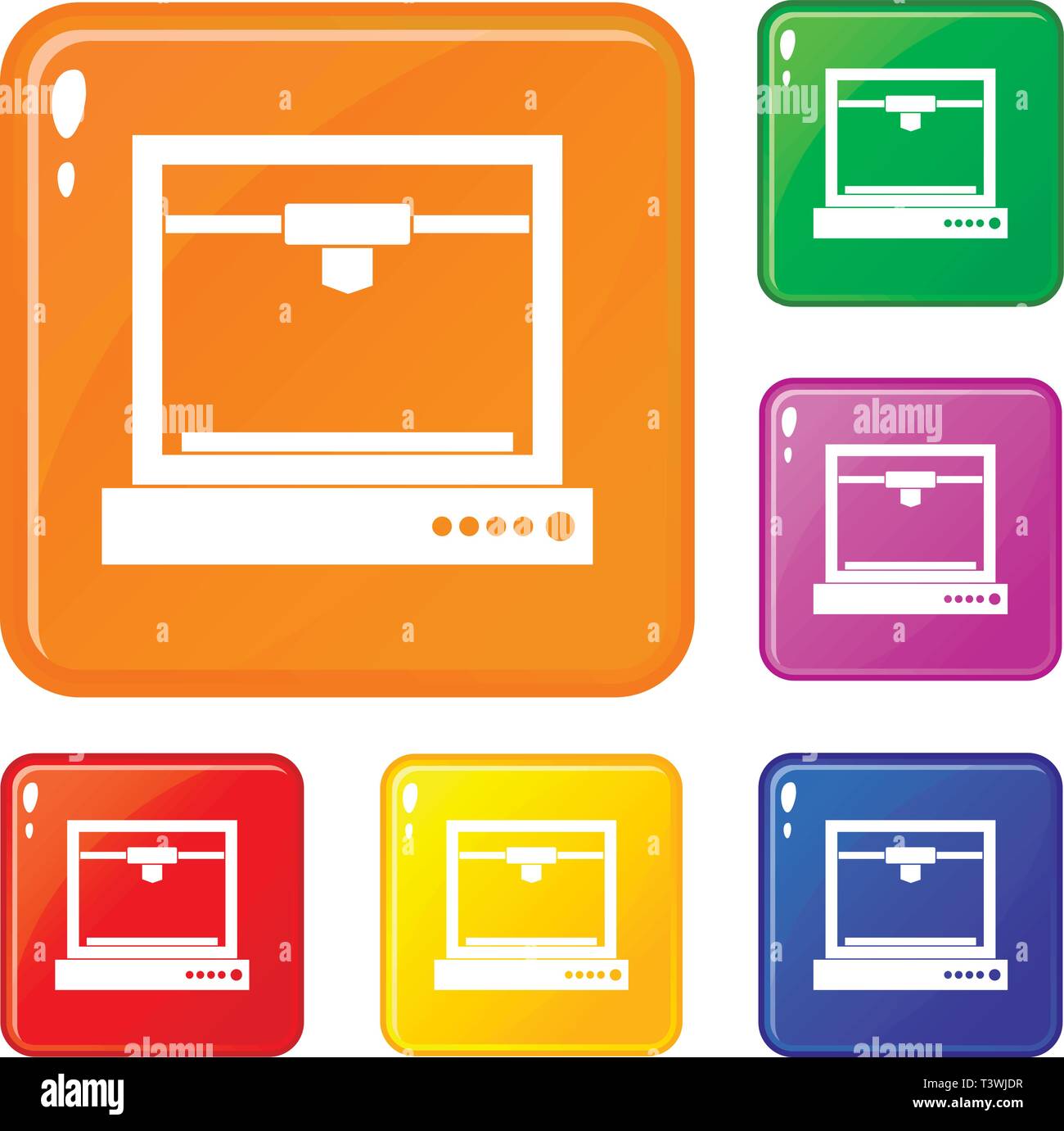 3d printer model icons set vector color Stock Vector Image & Art - Alamy