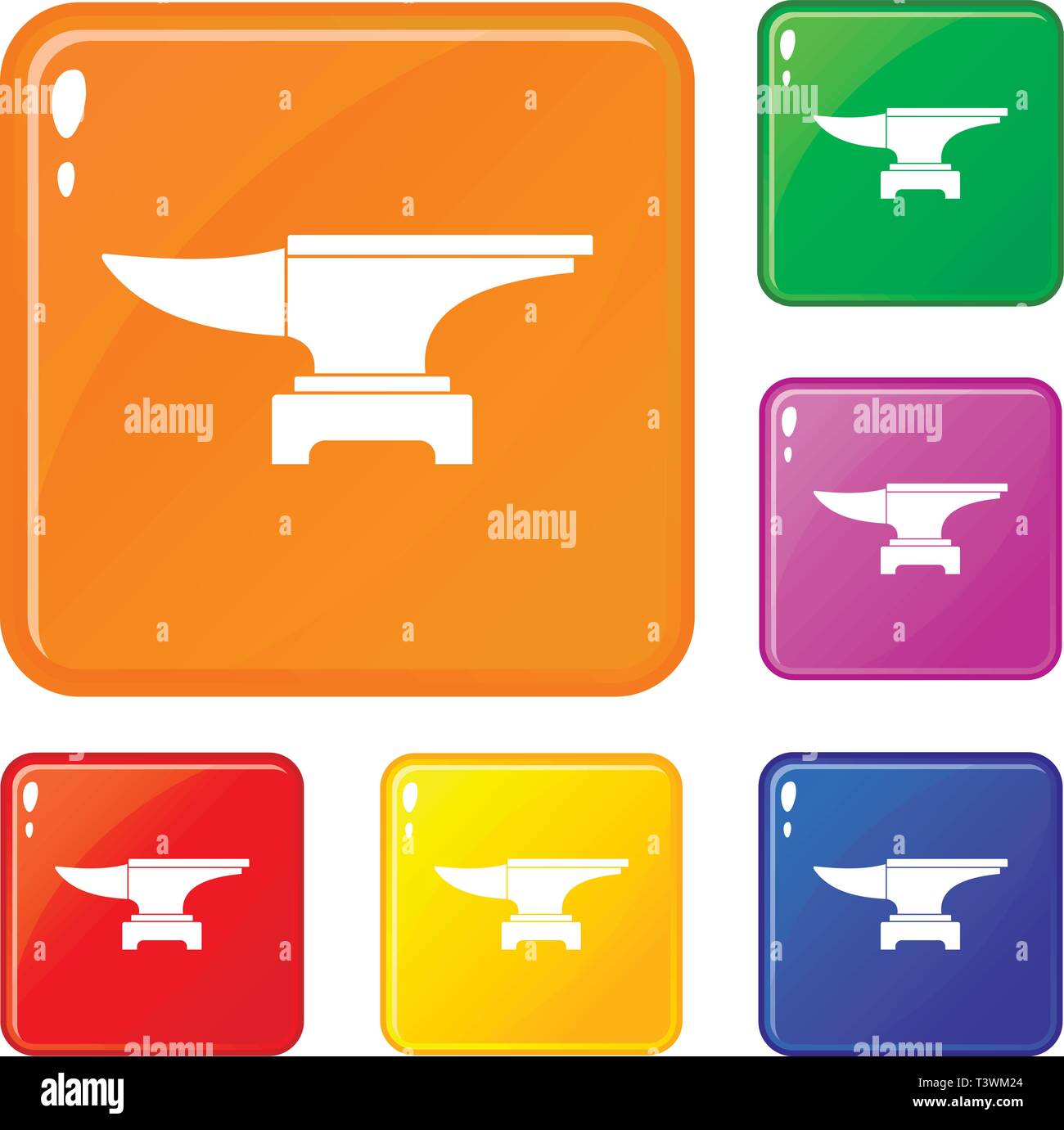 Heavy black metal anvil icons set vector color Stock Vector Image & Art ...