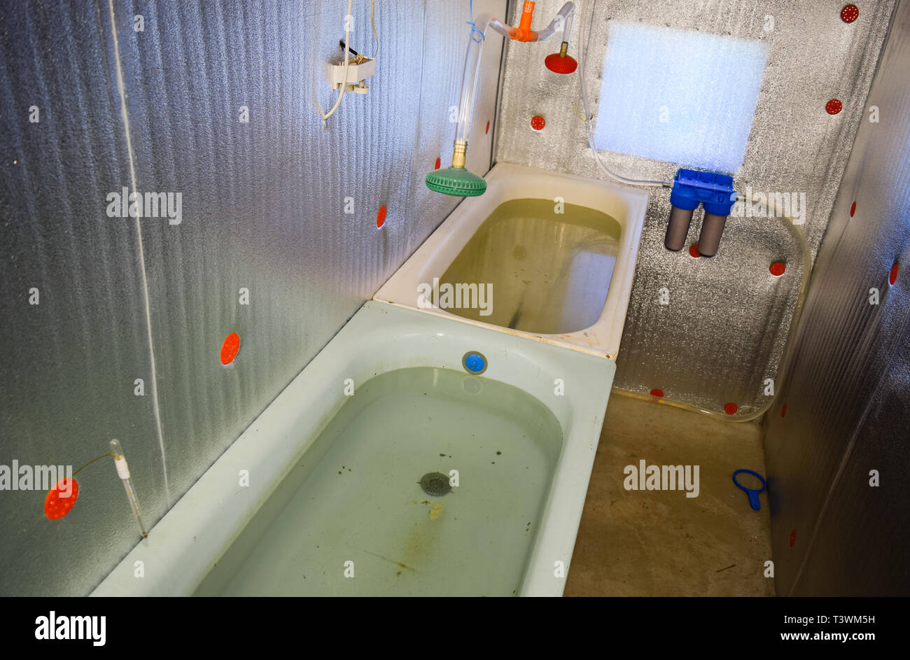 A room for growing fish fry. Bath for the fry. A fish-nursery Stock ...