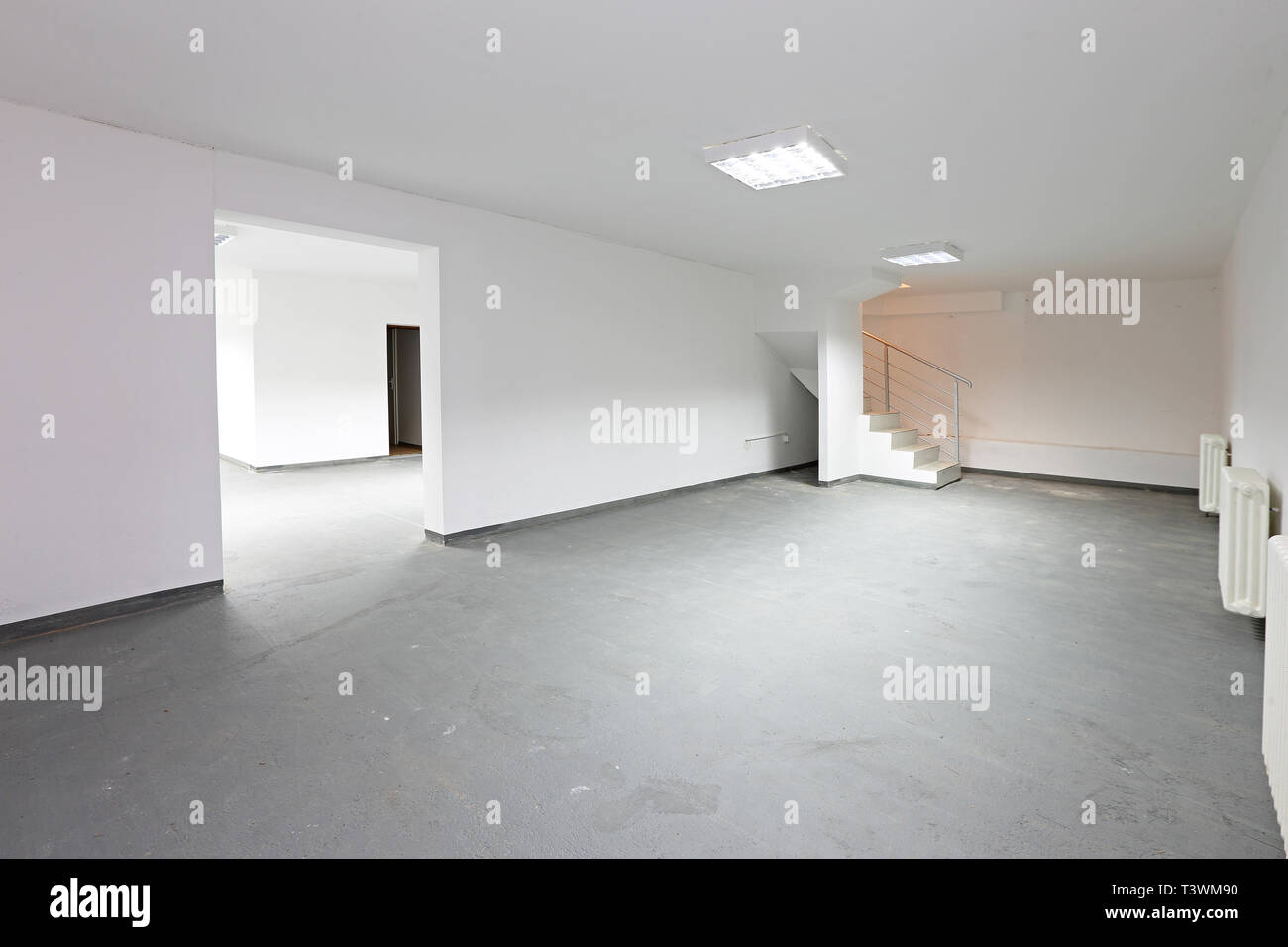 Big Empty Basement Storage Room With Stairs Stock Photo - Alamy