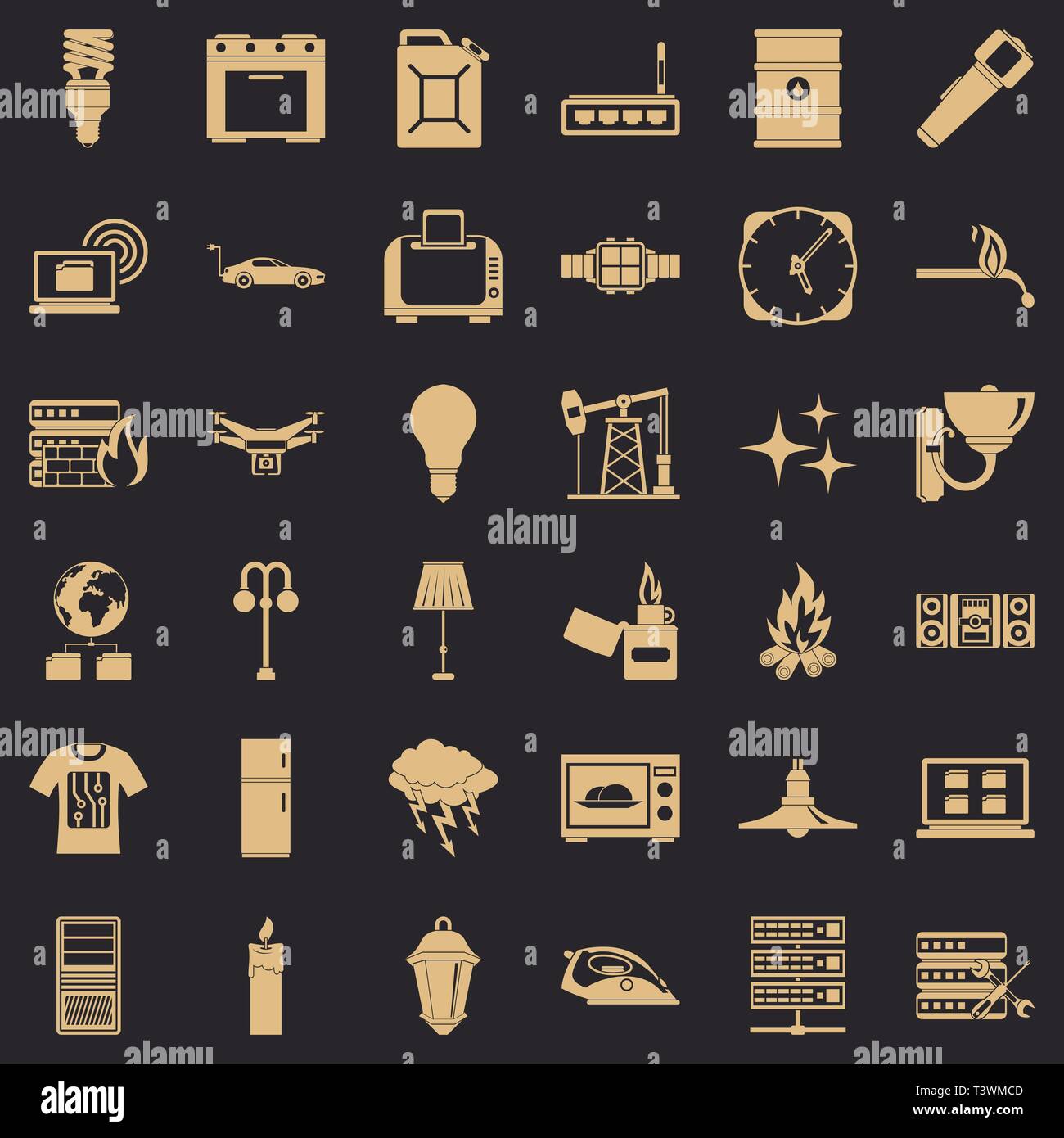 Electricity computer icons set, simple style Stock Vector Image & Art ...