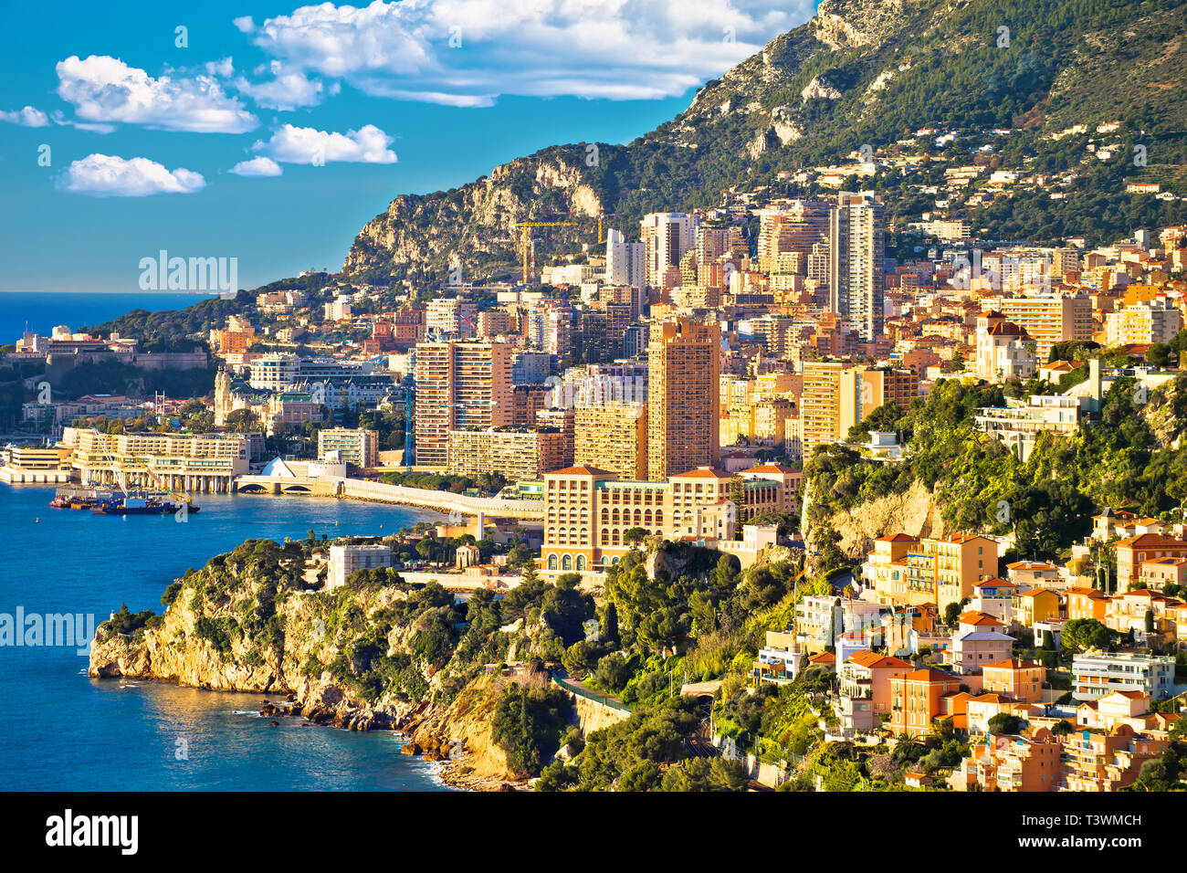 Monaco cityscape and coastline colorful nature of Cote d'Azur view ...