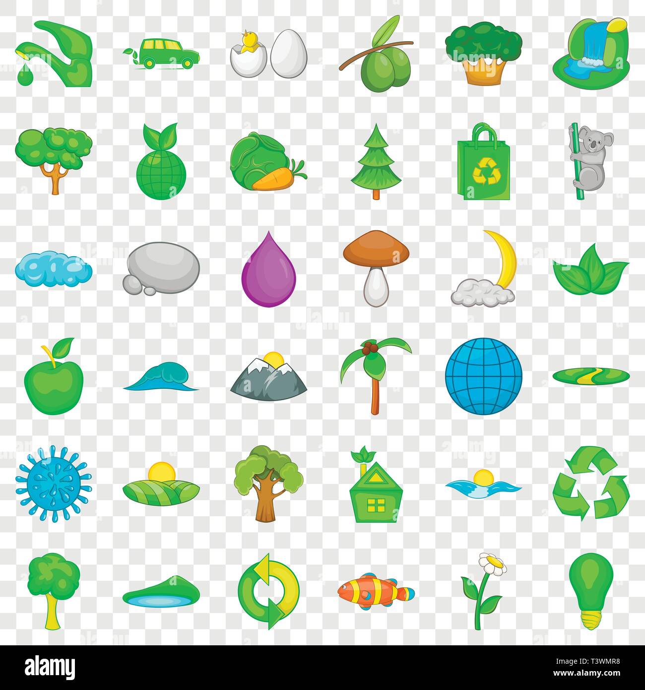Green planet icons set, cartoon style Stock Vector Image & Art - Alamy