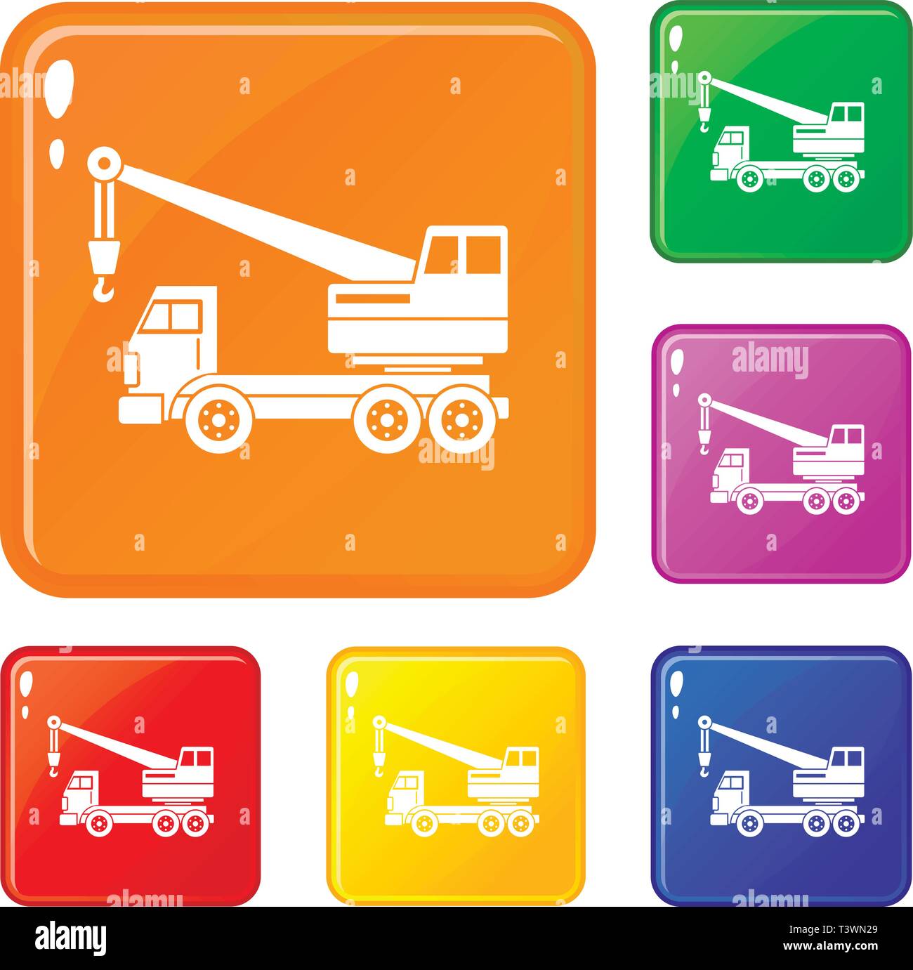 Truck crane icons set vector color Stock Vector Image & Art - Alamy