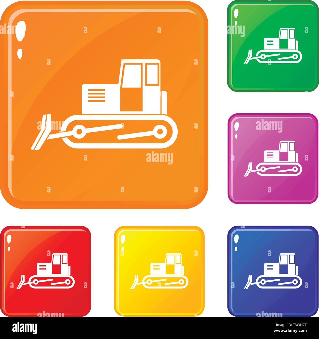 Bulldozer icons set vector color Stock Vector Image & Art - Alamy