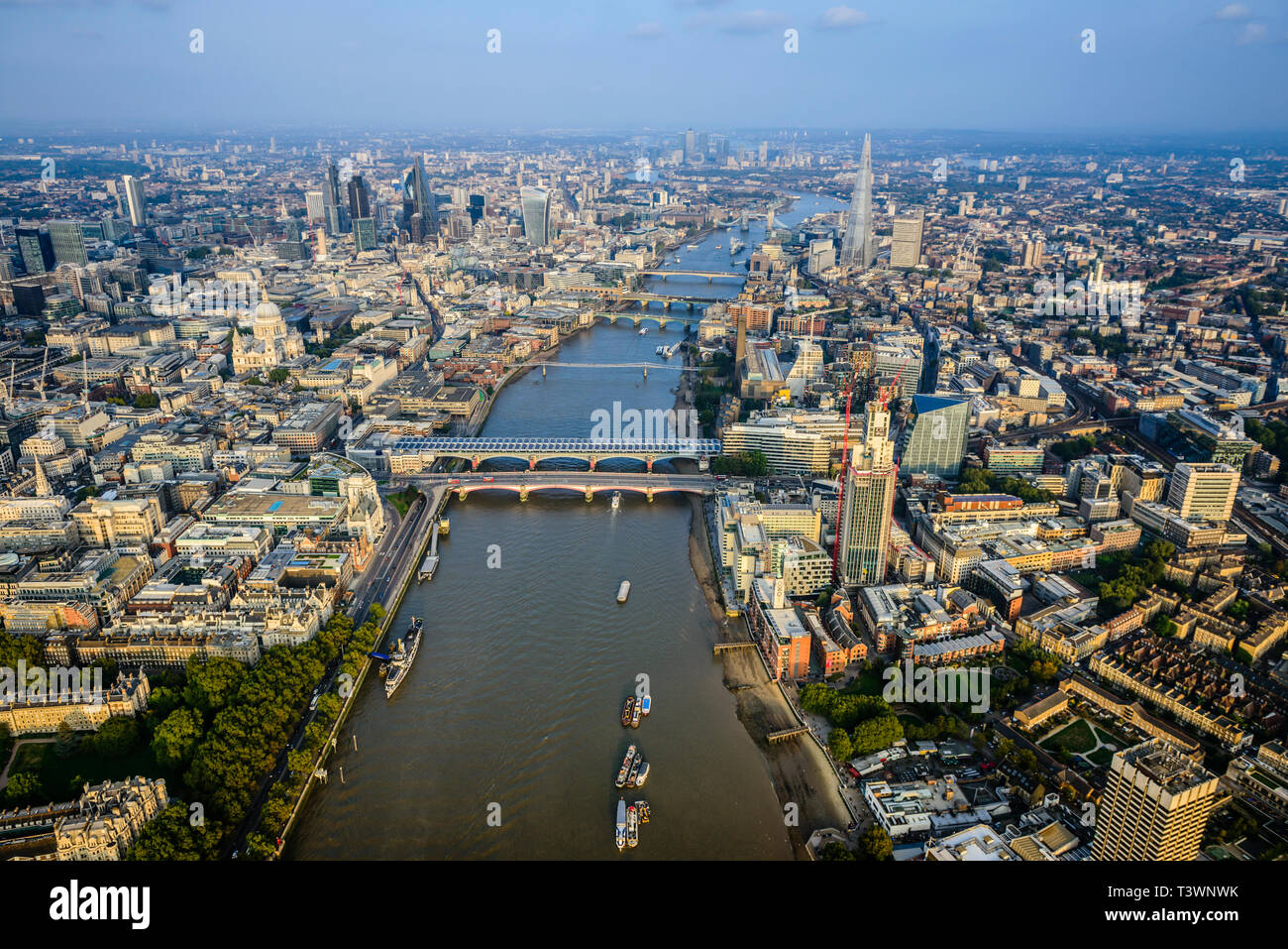 Aerial view of London cityscape and river, England Stock Photo - Alamy