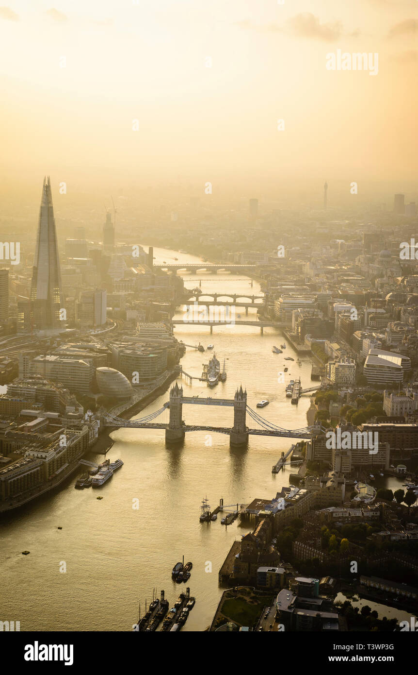 Aerial view of London cityscape and river, England Stock Photo - Alamy
