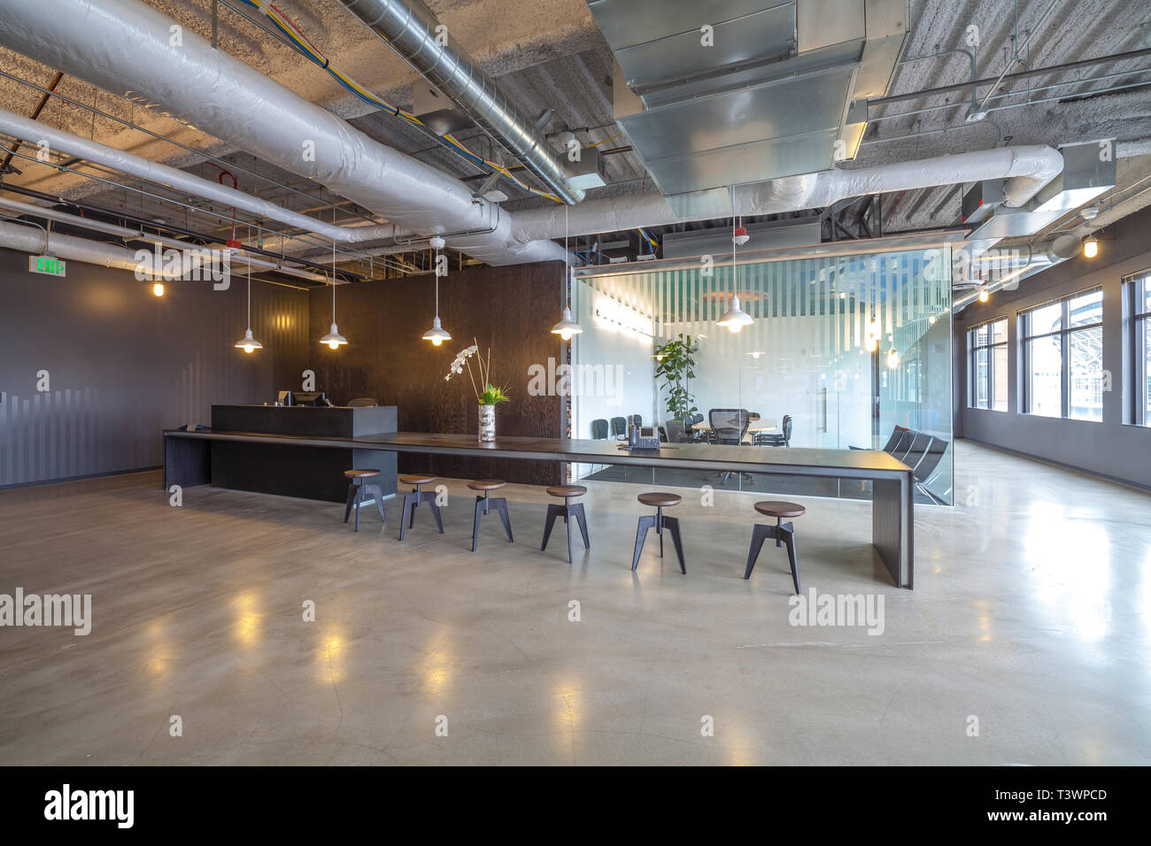 Modern architecture of office reception area Stock Photo - Alamy