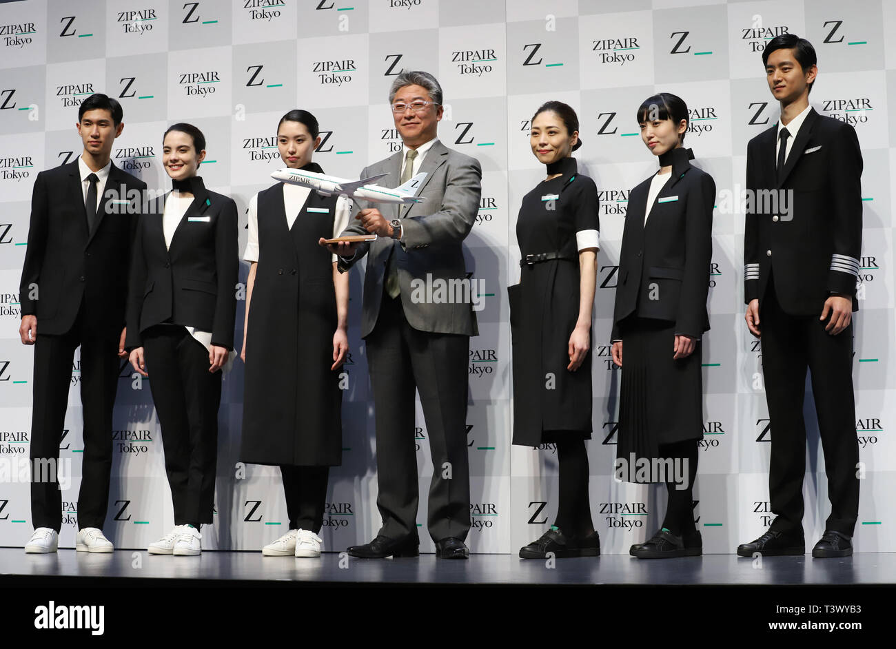 Tokyo, Japan. 11th Apr, 2019. Shingo Nishida (C), president of Japan's ...