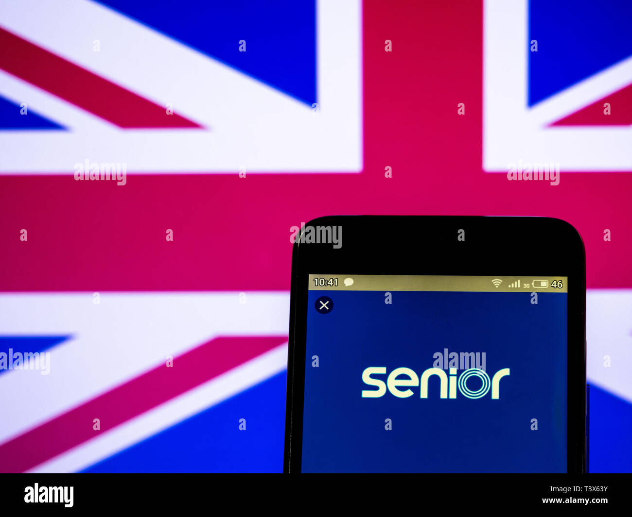 April 12, 2019 - Ukraine - In this photo illustration a Senior plc logo ...