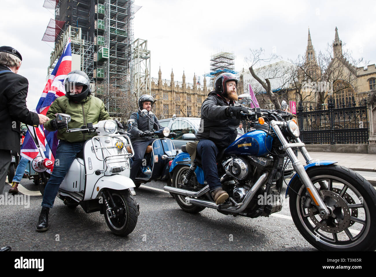 London, UK. 12th April 2019. Thousands of bikers ride over Westminster ...