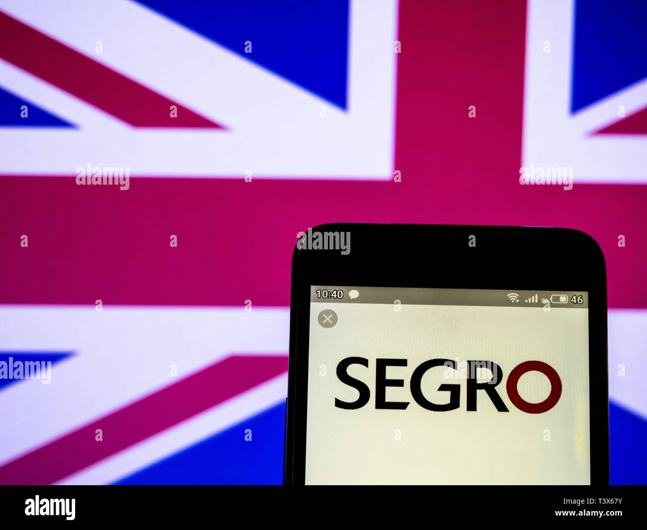 April 12, 2019 - Ukraine - In this photo illustration a SEGRO plc logo ...