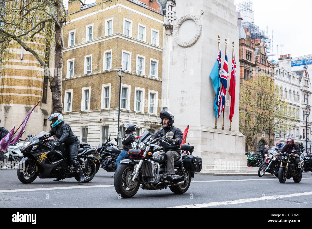 London, UK. 12th April 2019. Bikers in Whitehall attend the Rolling ...