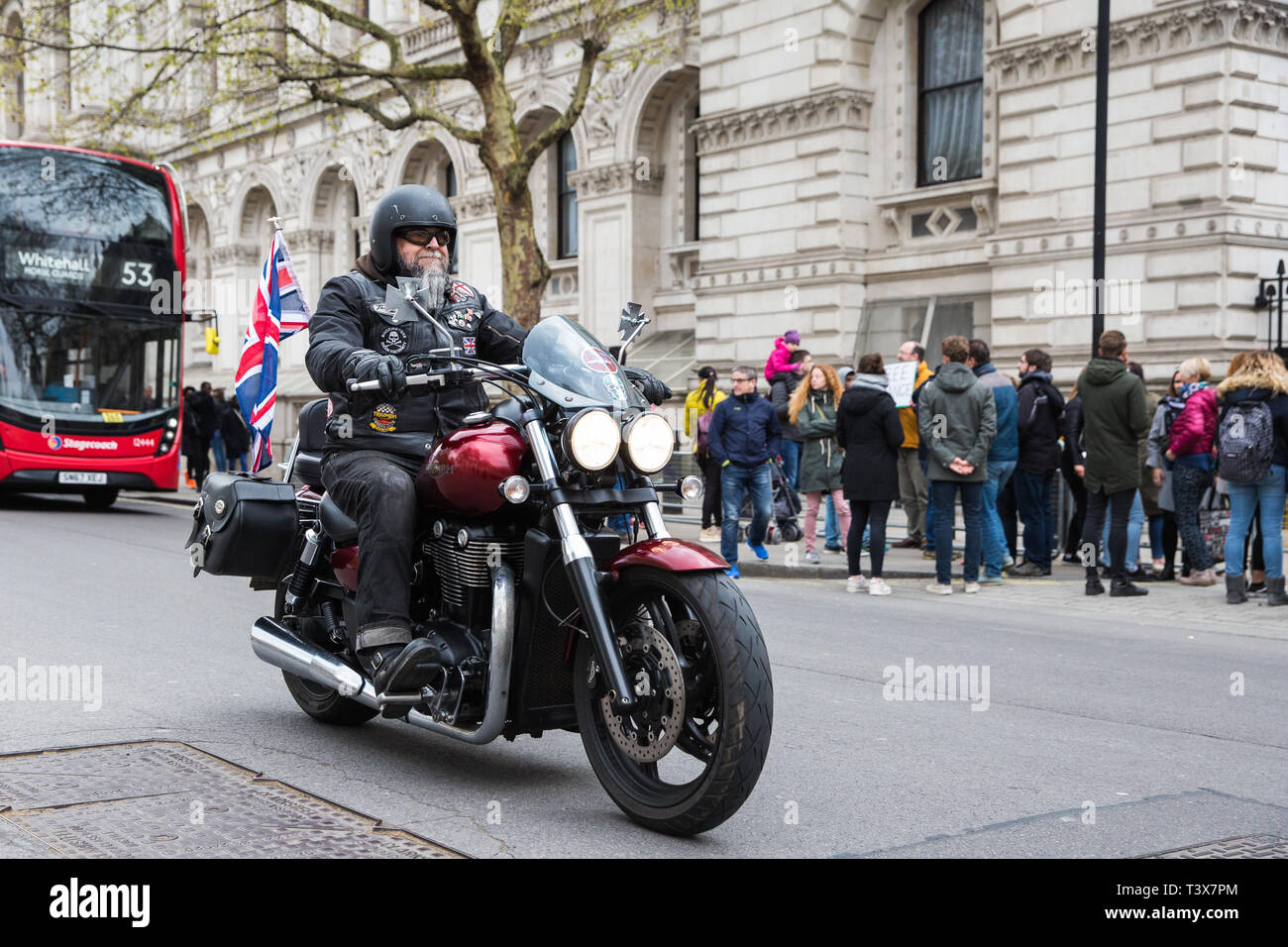 London, UK. 12th April 2019. Bikers in Whitehall attend the Rolling ...