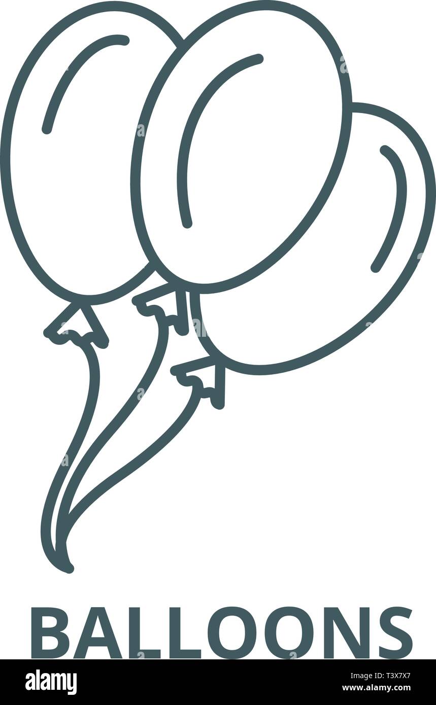 Balloons line icon, vector. Balloons outline sign, concept symbol, flat ...
