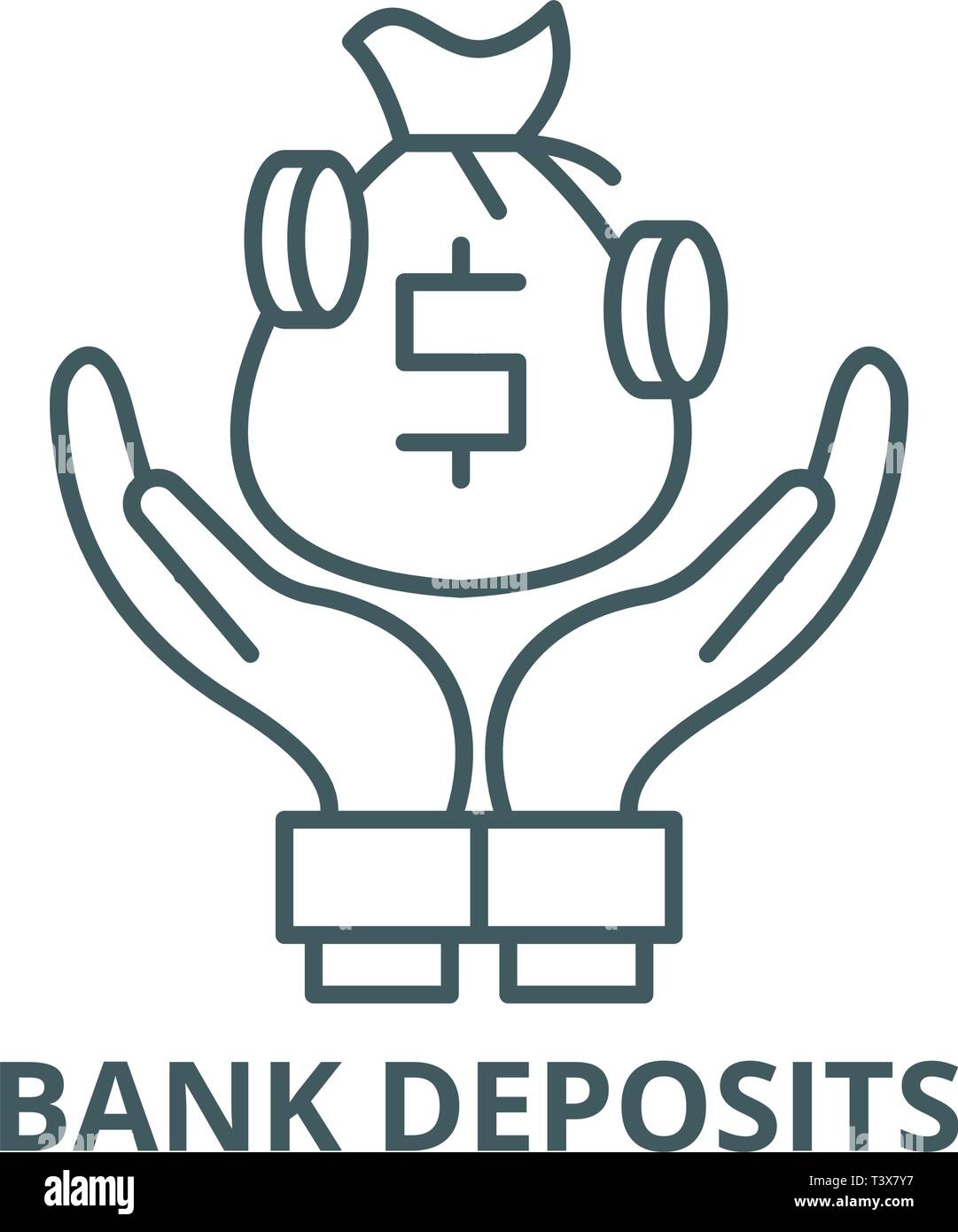 Bank deposits line icon, vector. Bank deposits outline sign, concept ...