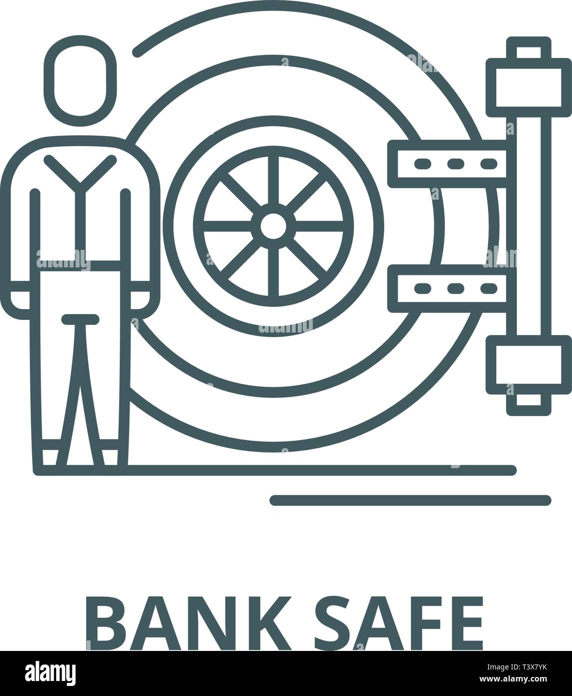 Bank safe line icon, vector. Bank safe outline sign, concept symbol ...